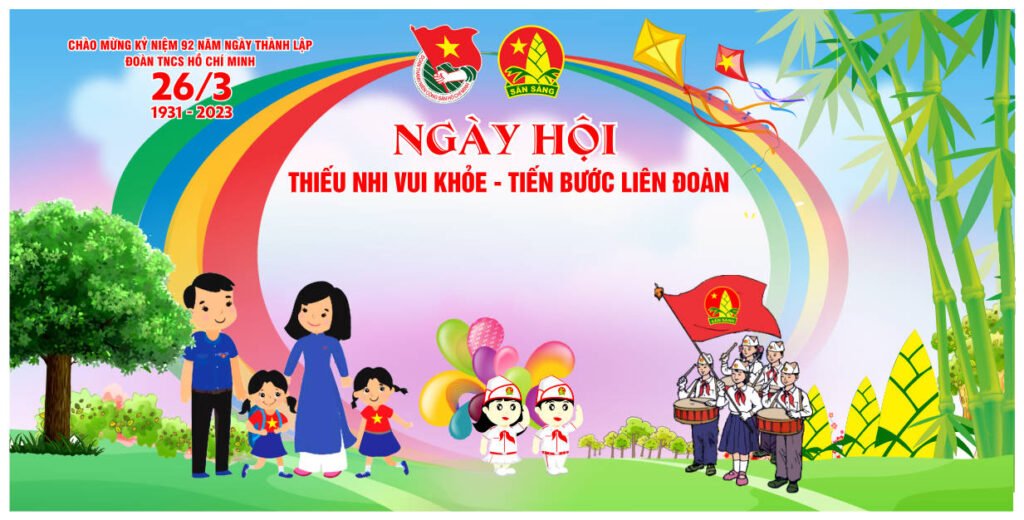 37249 background phông nền ngày hội thiếu nhi vui khỏe tiến bước lên ...